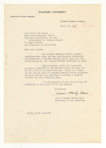Letter from Stanford University to Ethel Ray Nance - Digital Commonwealth