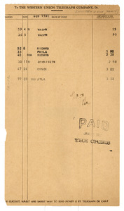 Western Union Telegraph Company receipt - Digital Commonwealth