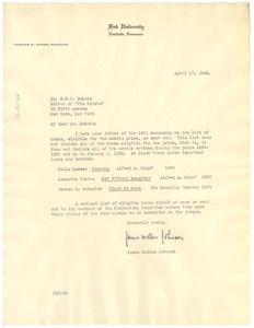 Letter from James Weldon Johnson to W. E. B. Du Bois - Digital Commonwealth