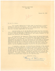 Letter from American Committee for Non-Participation in Japanese ...
