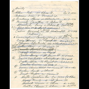 Crossed out list of names and addresses - Digital Commonwealth