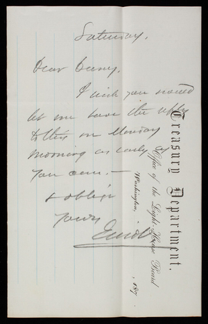 Major [George H.] Elliot to Thomas Lincoln Casey, July 1871. (4 ...
