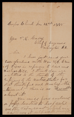 E. Levan to Thomas Lincoln Casey, December 22, 1888 - Digital Commonwealth