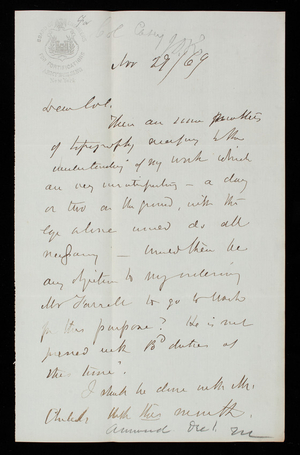 General [John G.] Barnard to Colonel Kurtz, November 29, 1869 - Digital ...