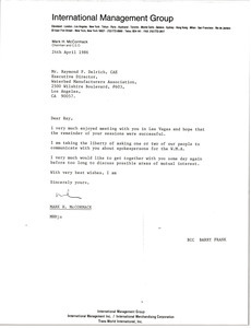 Letter from Mark H. McCormack to Raymond P. Delrich - Digital Commonwealth