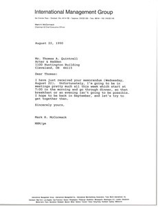 Letter from Mark H. McCormack to Thomas A. Quintrell - Digital Commonwealth