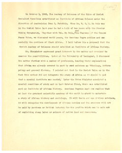 Founding of the Africa Institute by the Academy of Sciences of the U.S ...