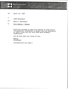 Memorandum from Mark H. McCormack to Todd McCormack - Digital Commonwealth