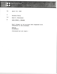 Memorandum from Mark H. McCormack to Barbara Perry - Digital Commonwealth