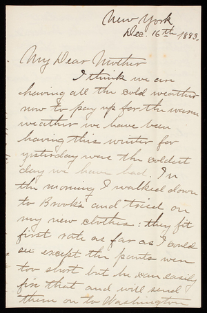 Edward Pearce Casey to Emma Weir Casey, December 16, 1883 - Digital ...