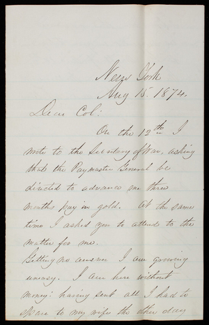General [Barton S.] Alexander to Thomas Lincoln Casey, August 15, 1874 ...