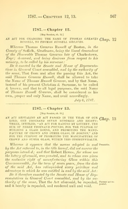 1787 Chap. 0012 An Act For Changing The Name Of Thomas Greaves Russell ...
