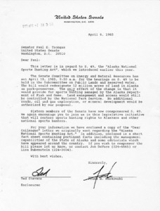 Letter to Paul E. Tsongas from Frank H. Murkowski regarding S. 49 the ...