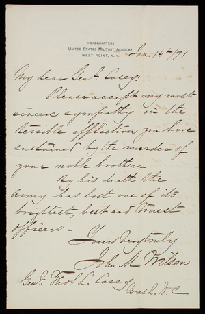 John M. Wilson to Thomas Lincoln Casey, January 14, 1891 - Digital ...