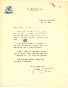 Circular letter from Sigma Pi Phi Fraternity, Gamma Boule to W. E. B ...