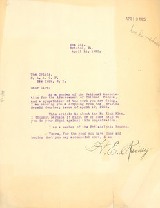 Letter from H. E. Rainey to The Crisis - Digital Commonwealth