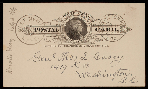 Horatio King to Thomas Lincoln Casey, July 16, 1890 - Digital Commonwealth