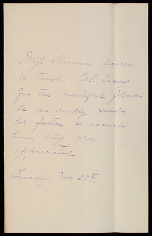 Miss Sherman to Thomas Lincoln Casey, November 27, 1877 - Digital ...