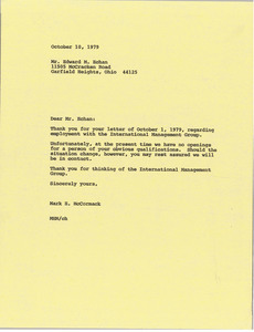 Letter from Mark H. McCormack to Edward M. Echan - Digital Commonwealth