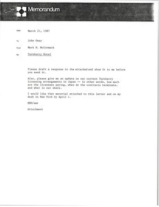 Memorandum from Mark H. McCormack to John Oney - Digital Commonwealth