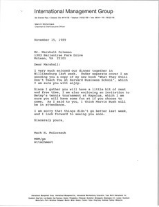Letter from Mark H. McCormack to Marshall Coleman - Digital Commonwealth