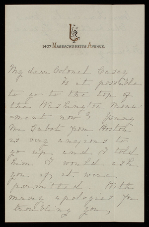 Elizabeth Lyman to Thomas Lincoln Casey, February 15, 1885 - Digital ...