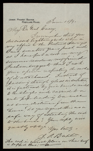 James Phinney Baxter to Thomas Lincoln Casey, June 15, 1891 - Digital ...
