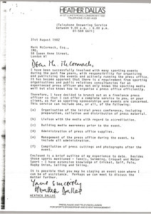 Letter from Heather Dallas to Mark H. McCormack - Digital Commonwealth