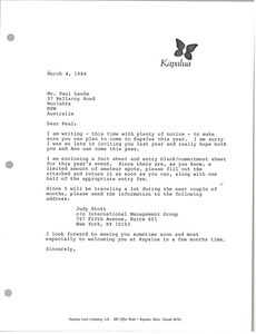 Letter from Mark H. McCormack to Paul Landa - Digital Commonwealth