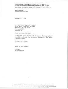 Letter from Mark H. McCormack to Lynton Taylor - Digital Commonwealth