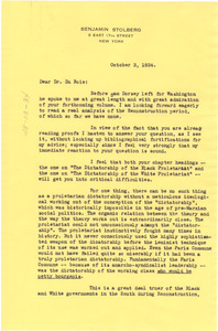 Letter from Benjamin Stolberg to W. E. B. Du Bois - Digital Commonwealth