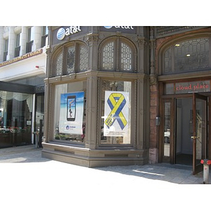 "Boston Strong" ribbon on AT&T storefront - Digital Commonwealth