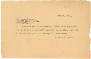 Telegram from W. E. B. Du Bois to Abram Harris - Digital Commonwealth