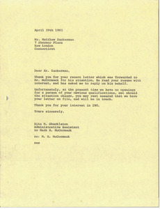 Letter from Rita M. Shackleton to Matthew Zuckerman - Digital Commonwealth
