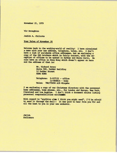 Memorandum from Judith A. Chilcote to Viv Broughton - Digital Commonwealth