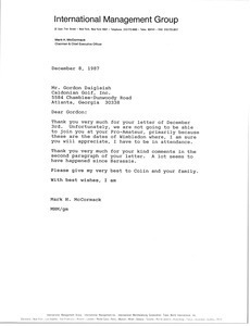 Letter from Mark H. McCormack to Gordon Dalgleish - Digital Commonwealth