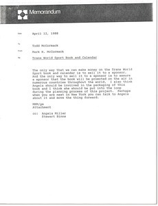 Memorandum from Mark H. McCormack to Todd McCormack - Digital Commonwealth