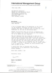 Letter from Mark H. McCormack to Manfred Lahnstein - Digital Commonwealth