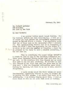 Letter from W. E. B. Du Bois to Herbert Aptheker - Digital Commonwealth