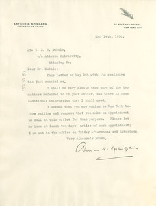 Letter from Arthur Spingarn to W. E. B. Du Bois - Digital Commonwealth