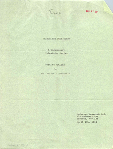 Correspondence: Paper outlining documentary by Dr. Joseph MacInnis ...