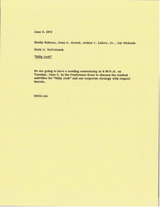 Memorandum from Mark H. McCormack to Shelly Saltman, Dana A. Korosi ...