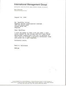 Letter from Mark H. McCormack to Geoffrey Irvine - Digital Commonwealth