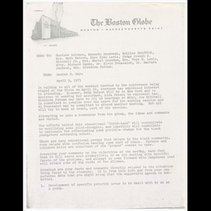 Memorandum from Dexter D. Eure to Gustave Solomon, Kenneth Desmonds and ...