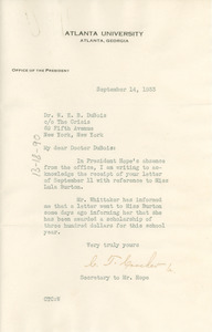 Letter from Atlanta University to W. E. B. Du Bois - Digital Commonwealth