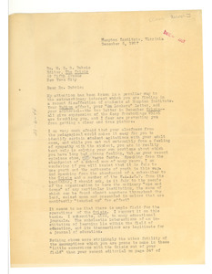 Letter from Thomas W. Turner to W. E. B. Du Bois - Digital Commonwealth