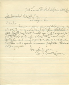 Letter from Benjamin Smith Lyman to Samuel A. Reddall - Digital ...