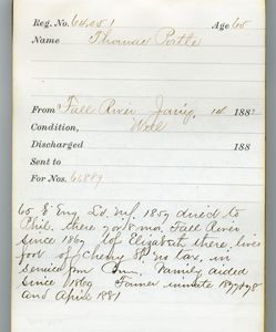 Tewksbury Almshouse Intake Record: Postle, Thomas - Digital Commonwealth
