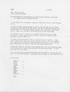 Memo to LA's and LC's from Chris and Mitch re: SDI (Selective ...