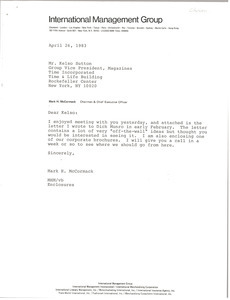 Letter from Mark H. McCormack to Kelso Sutton - Digital Commonwealth